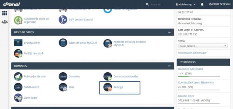 ¿Cómo redireccionar un dominio con cPanel? - Adclic Hosting